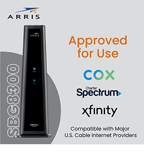 ARRIS SURFboard SBG8300 DOCSIS 3.1 Gigabit Cable Modem & AC2350 Wi-Fi Router | Comcast Xfinity, Cox, Spectrum & more | Four 1 Gbps Ports | 1 Gbps Max Internet Speeds | 4 OFDM Channels 2 Year Warranty