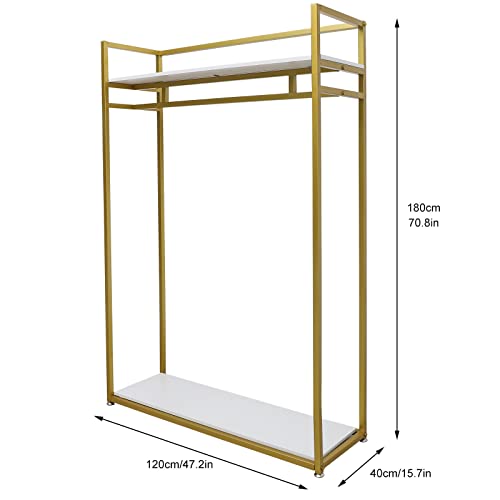 2 Tier Gold Clothes Storage Stand Rack Clothes Display Rack Heavy Duty Metal Closet Organizer Large Capacity Garment Rack with Hanging Rods for Wedding Bedroom Store Clothing Organizer(180 cm)