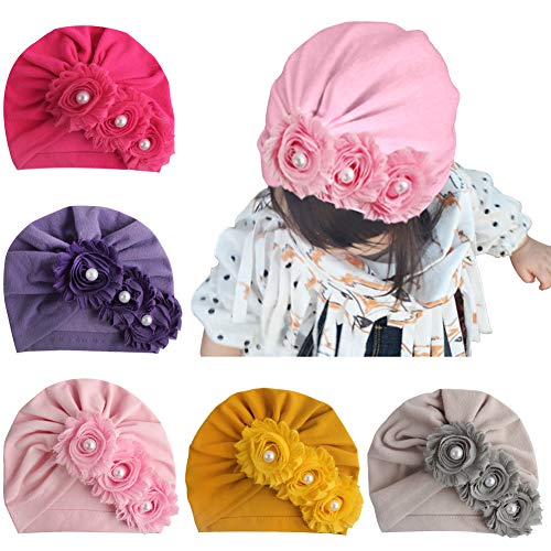 Baby Turban Bow Hats for Girls Infant Head Wrap Soft Knotting Cap for Toddler Kids (Color 2)