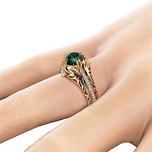Bansriracha14K Gold Diamond Emerald Wedding Ring Jewelry Ornament Etoile Anillos Diamond Bizuteria for Women Emerald Jade 14K Gemstone Ring (7)