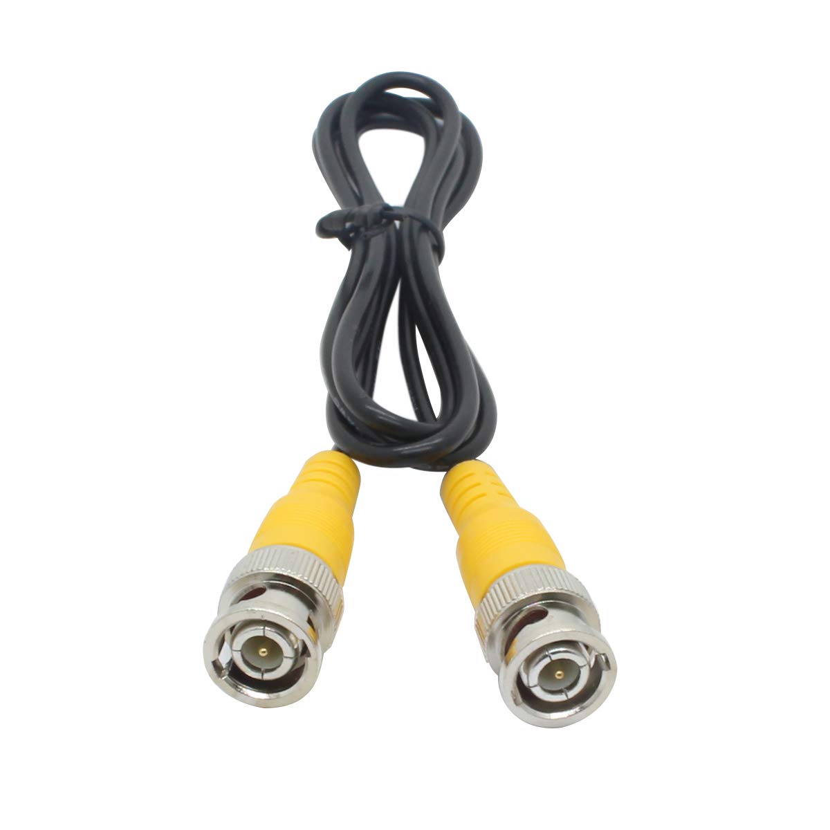 ANVISION 6-Pack Black 1m 3.3ft BNC Male to BNC Male Jumper Cable with Yellow Connector for CCTV DVR to TV System