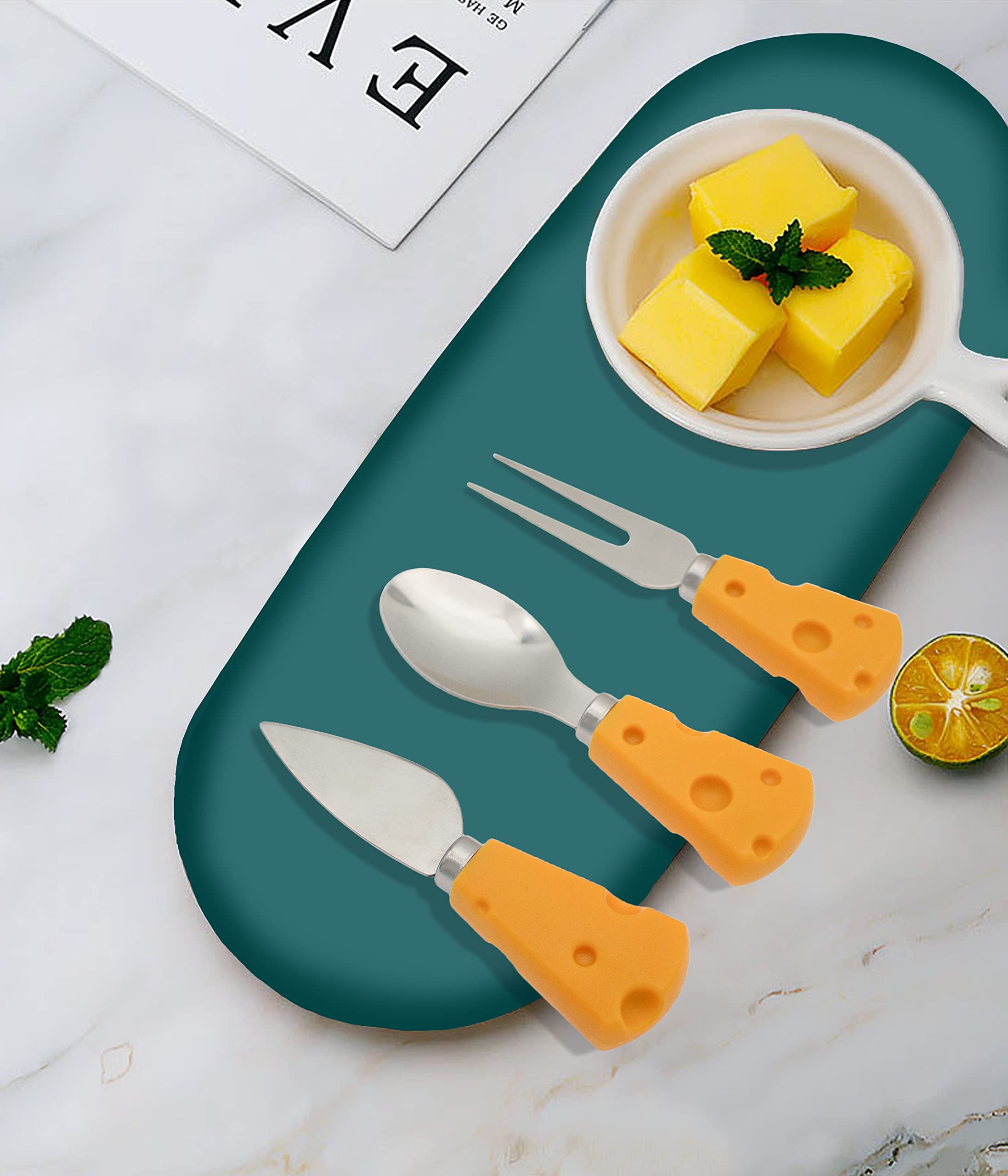 3pcs Cheese Knife Set, Stainless Steel Cheese Knives, cheese spoon, cheese fork, suitable for gift giving