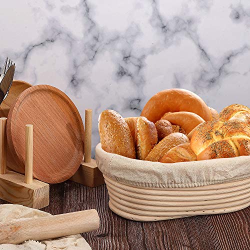 3 Pieces 10 Inch Oval and 3 Pieces 9 Inch Round Bread Proofing Basket Cloth Liner, Round Brotform Liner Oval Natural Rattan Baking Dough Sourdough Banneton Baskets Cover