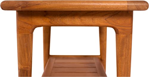 24" Maluku-Bjon Slatted Teak Shower Bench w/Shelf