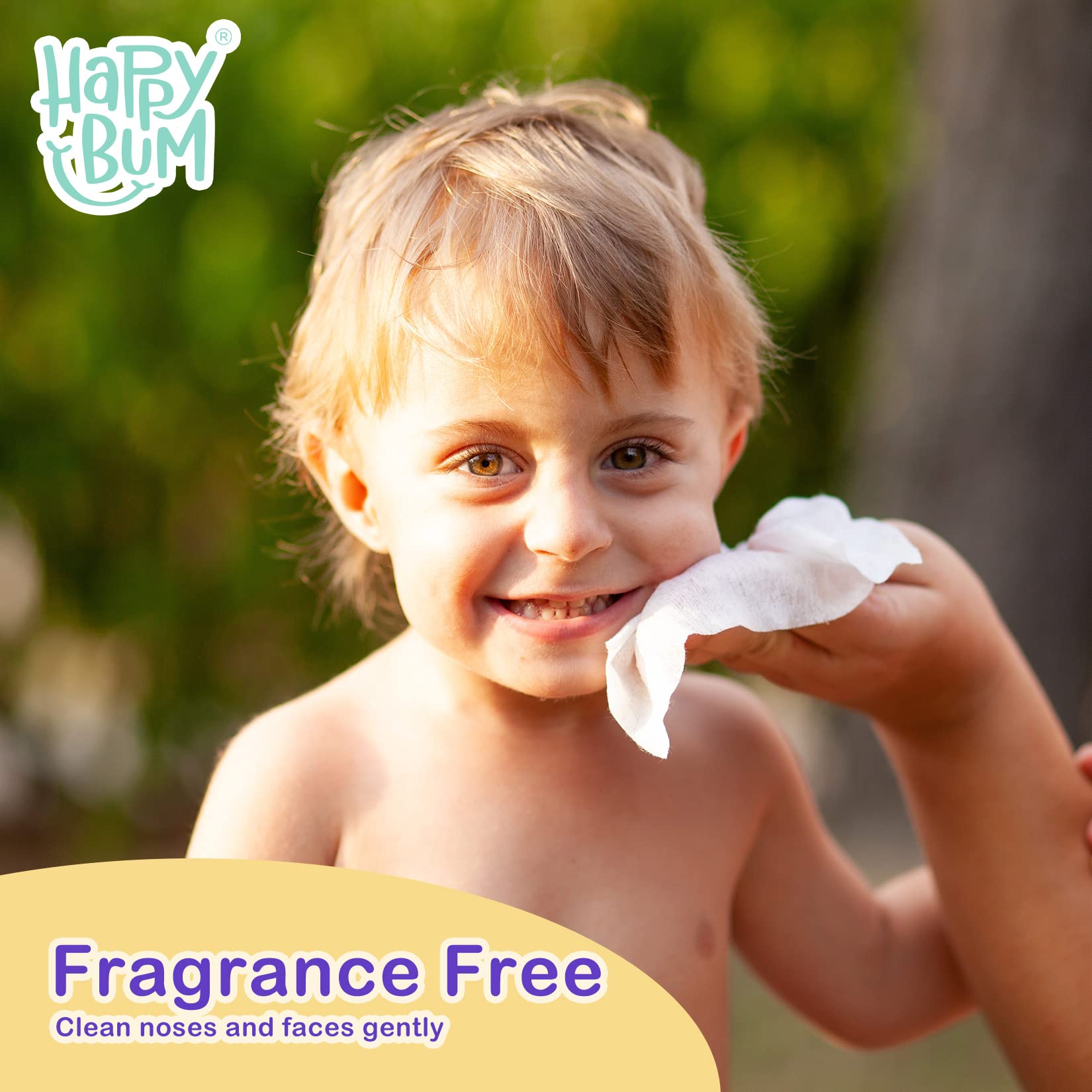 Baby Wipes - HAPPY BUM Saline Baby Wipes, Unscented, 360 Count (12 Packs of 30 Wipes) Saline Face Wipes