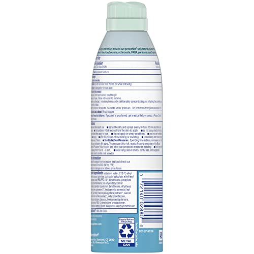 Coppertone Pure and Simple Zinc Oxide Mineral Sunscreen Spray SPF 50, Water Resistant, Broad Spectrum SPF 50 Sunscreen for Sensitive Skin, 5 Oz Spray