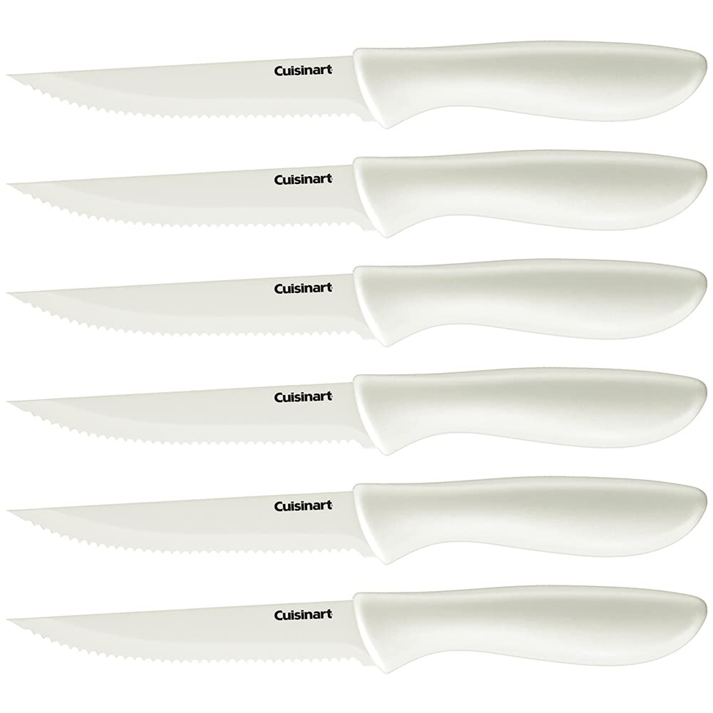 Cuisinart C55-6PCSW Advantage Ceramic Coated Serrated Steak Knife 12 Pieces Set White