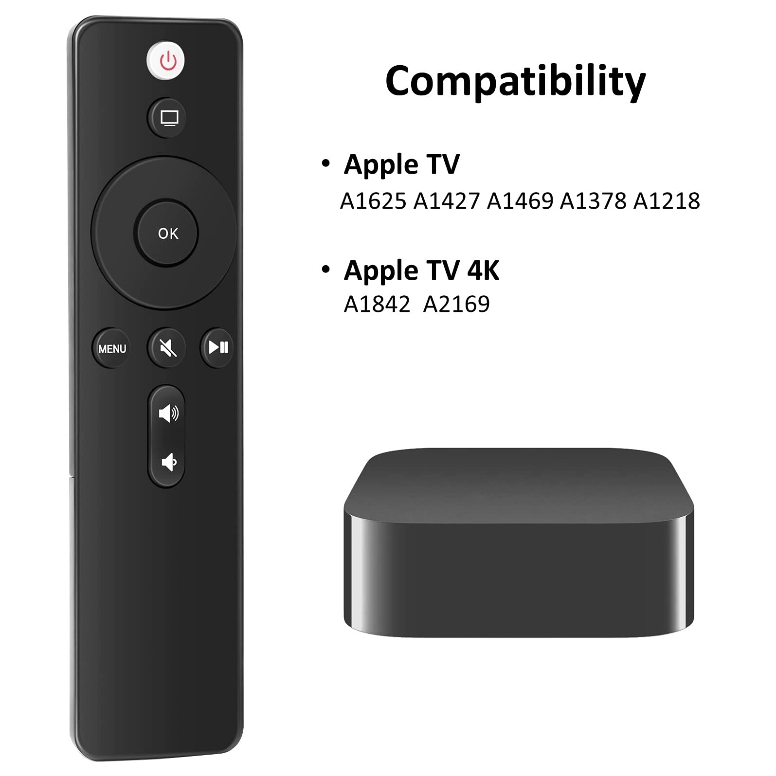 aarooGo Remote [w/TV Home Volume/Mute] Replaced for APL TV Player A1294 A1218/MA711 A1378/MC572 A1427/MD199 A1625/MGY52/MLNC2 A1842/MQD22/MP7P2