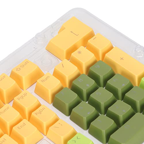 107 Keys Standard Tricolor ABS Keycap Set, Three Color Translucent Characters Arc Layout Mechanical Keyboard Keycaps, OEM Profile, for Mechanical Gaming Keyboard(Matcha Dark Green)