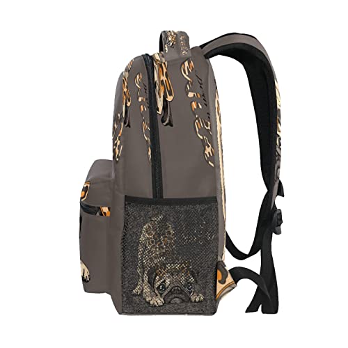 ALAZA Pug Dog Leopard Skin Spots Travel Laptop Backpack Business Daypack Fit 15.6 Inch Laptops for Women Men