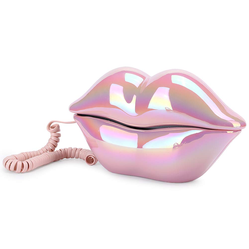 Corded Sexy Lip Telephone, Real Work Mouth Landline Phones, Wired Lip Phone for Decoration/Home/Office/Art Decor
