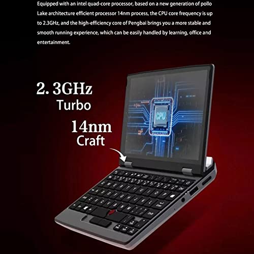 7.0 Inch Touch Screen Ultra Light Mini Laptop, for J4105 High Speed CPU, 12GB RAM 64GB ROM Notebook Computer, Dual Band WiFi, 2 X USB3.0, 2MP 30fps HD Front Camera,BT4.2 (12G+1T US Plug)