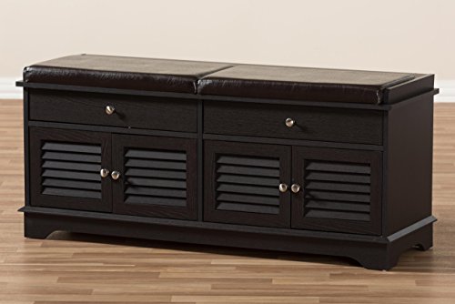 Baxton Studio Laertes Modern and Contemporary Dark Brown Wood 2-Drawer Shoe Storage Bench