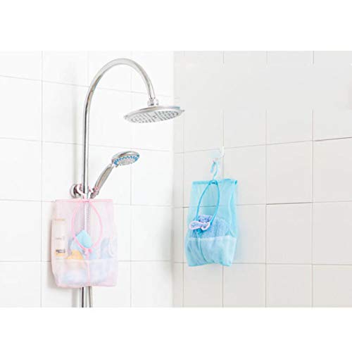 YARNOW Multipurpose Clothespin Bag with Hanger - Mesh Laundry Net | Foldable Hanging Storage Basket, Laundry Clothespin Hook Towel Net (Blue)