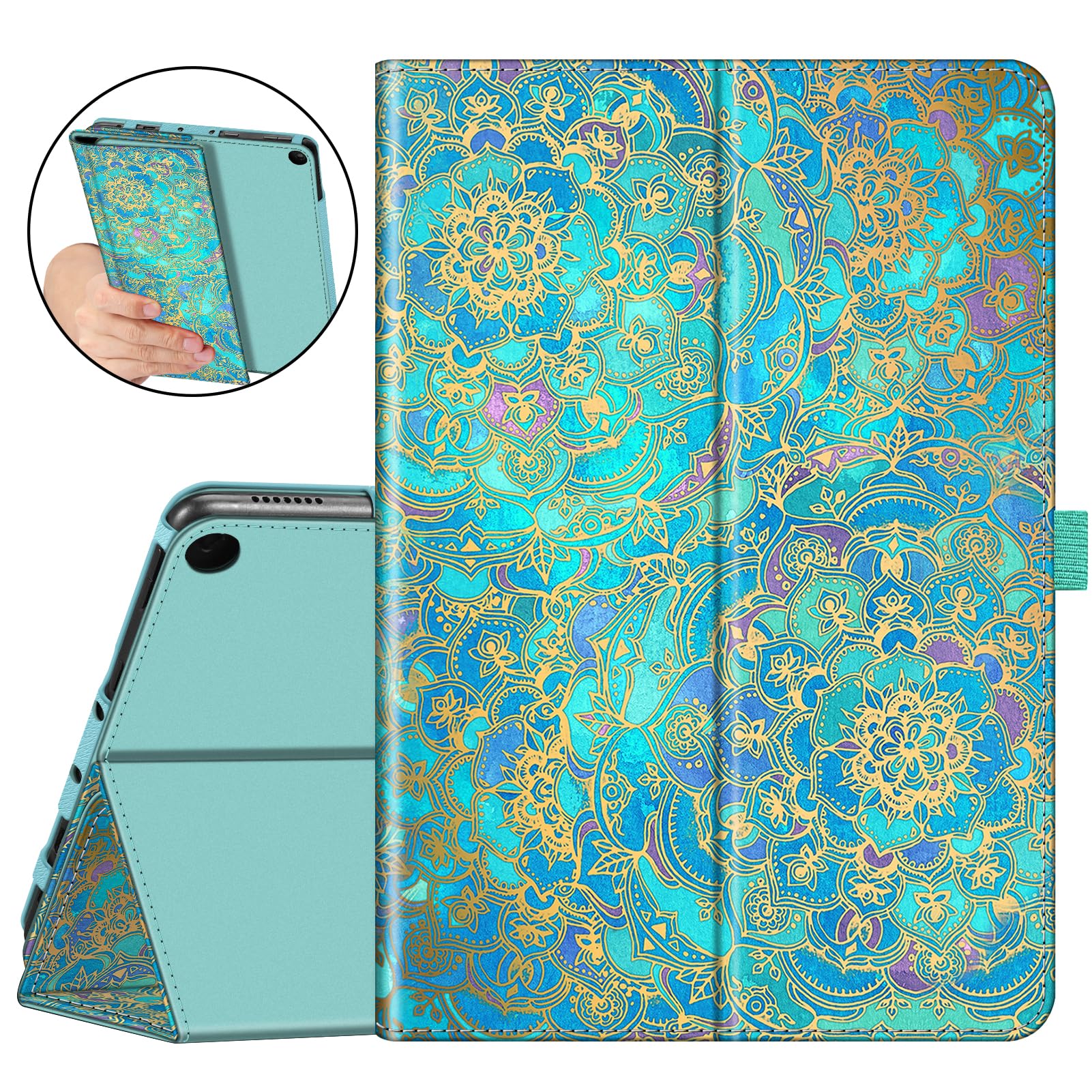 Fintie Case for All-New Amazon Fire HD 10 and 10 Plus Tablet (13th/11th Generation, 2023/2021 Release) - [Flex Stand] Premium Vegan Leather Multi-Angle Folio Cover, Shades of Blue