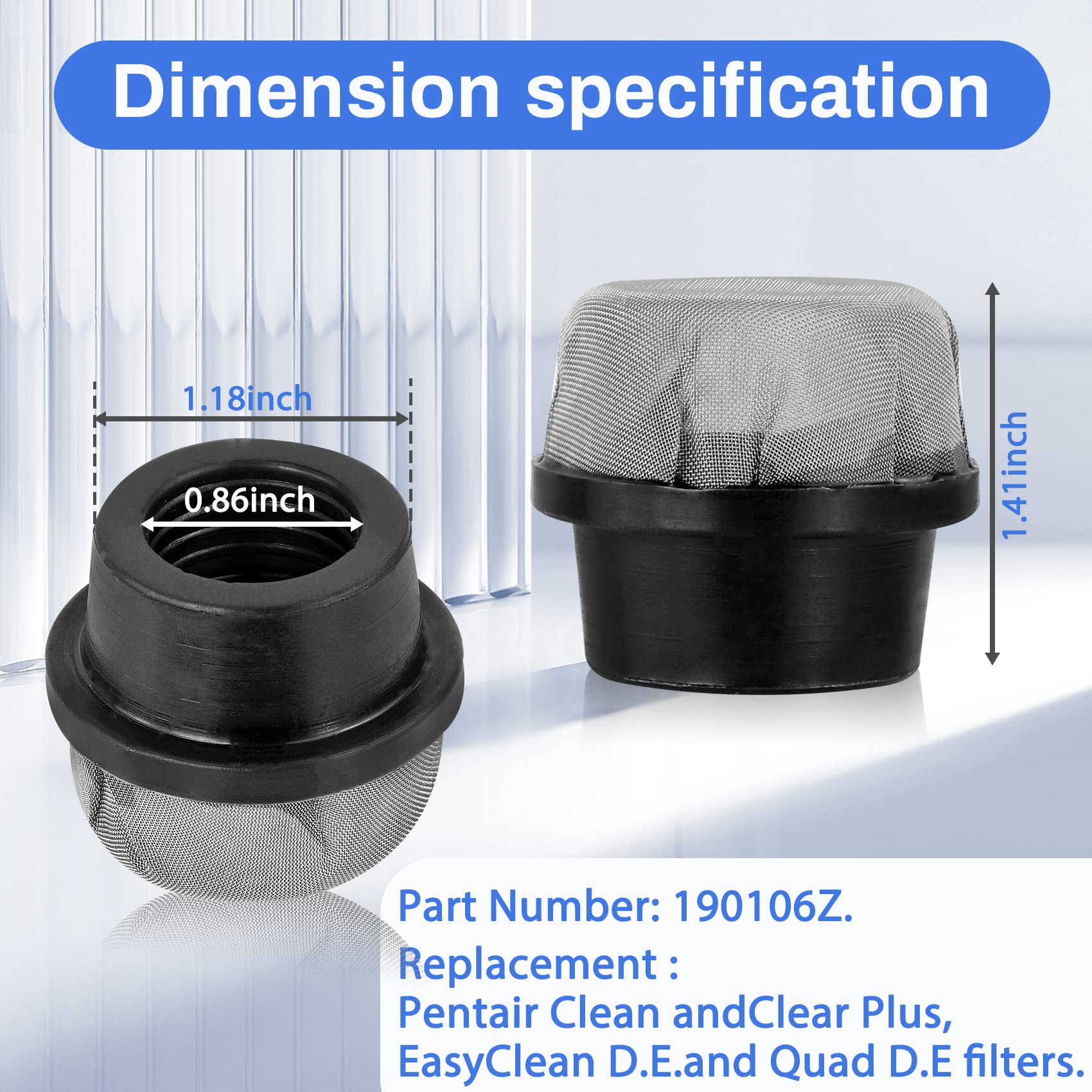 190106Z Screen Cap Air Bleeder Screen Replacement for Pentair, EasyClean D.E. and Quad D.E Filters.190106z Screen Cap,Screen Cap 190106z,190106z Pentair (1 Pcs)
