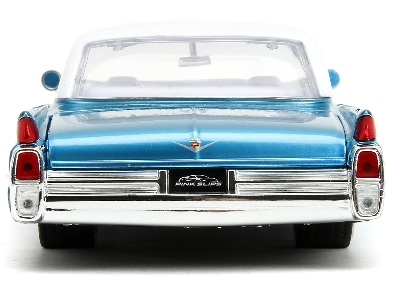 1963 Coupe DeVille Blue Metallic and White Gradient with White Top and Interior Pink Slips Series 1/24 Diecast Model Car by Jada 34897