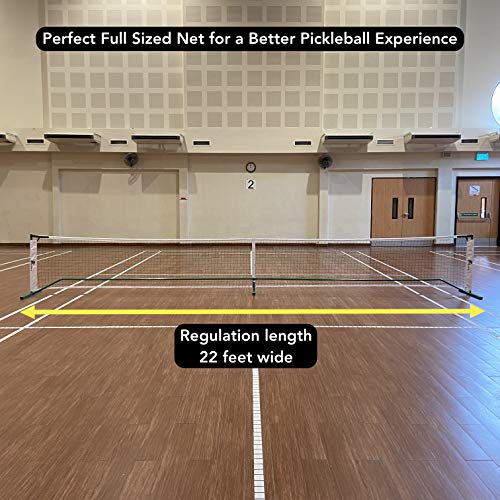 Falconz Regulation Size Pickleball Net for Outdoor and Indoor - Portable 22 Feet Long Net with Steel Frame and PE Netting - Carry Bag Included