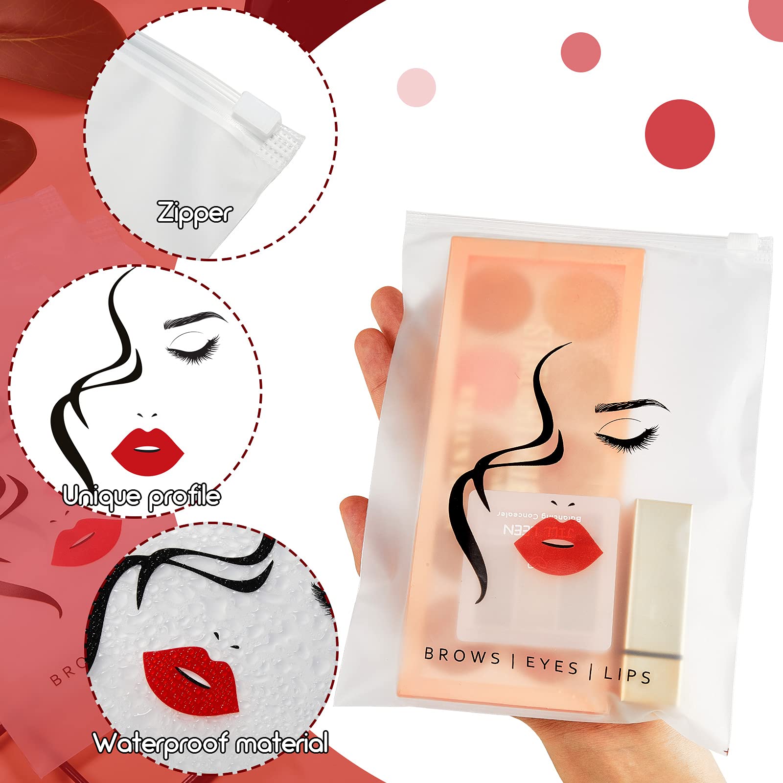 Shappy 50 Pieces Eyebrow Microblading Aftercare Bags Empty Eyelash Bag Lash Aftercare Bags Lipstick Travel Pouch Mini Cosmetic Bags for Eyelash Lipstick Makeup Tools (6 x 8 Inch)