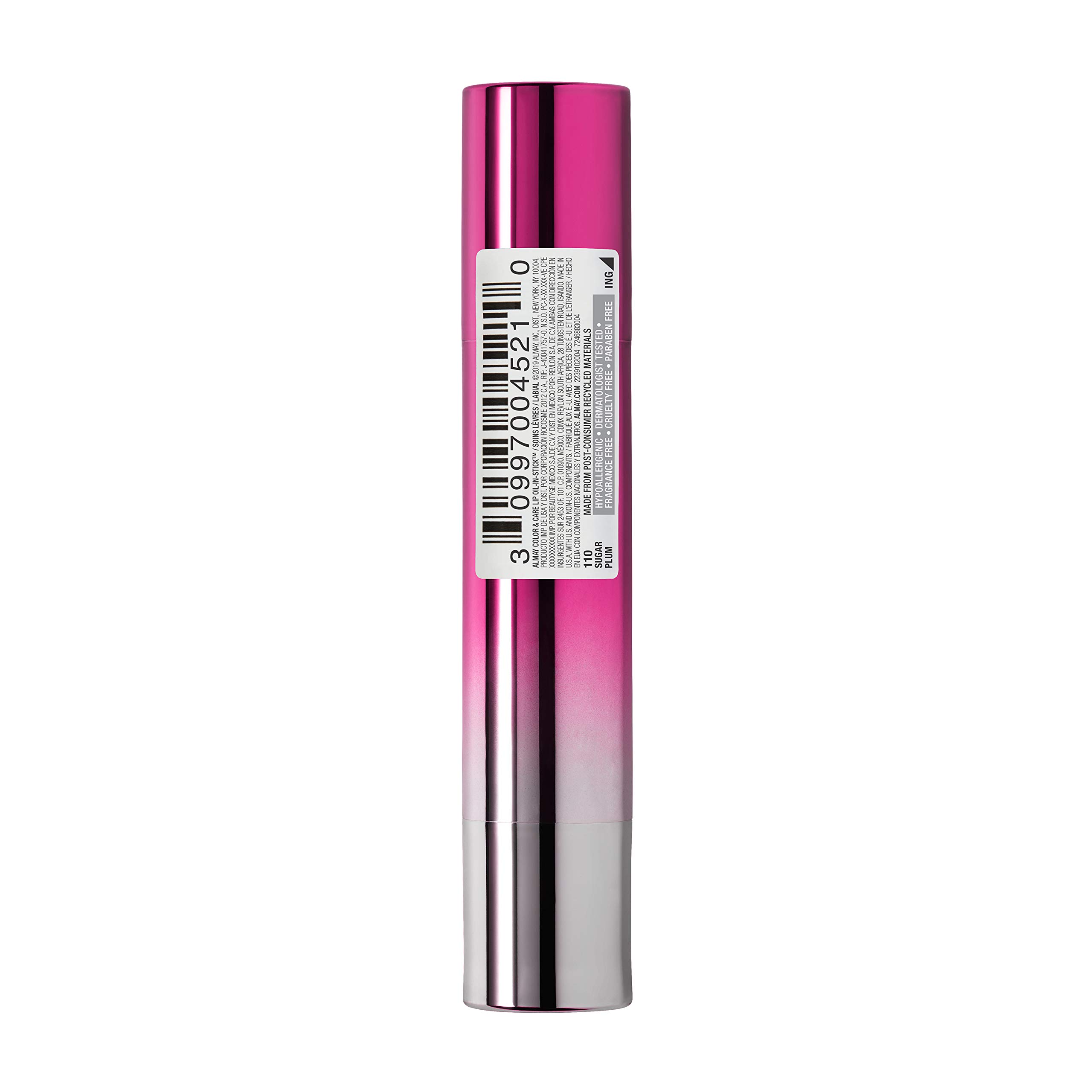Almay Lip Oil, Hydrating Lip Color Makeup, Hypoallergenic, 110 Sugar Plum, 0.09 Oz