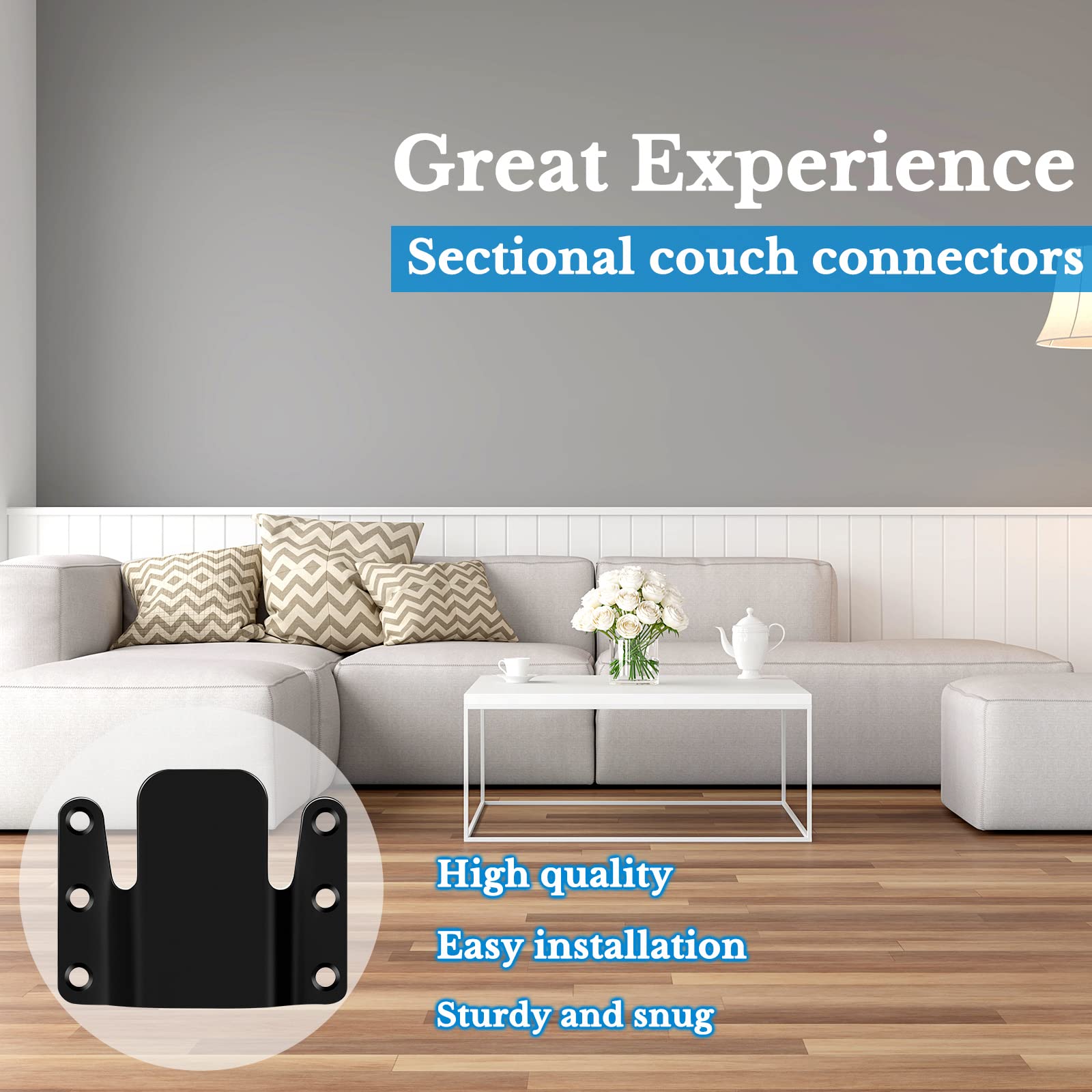12 Pieces Universal Sectional Sofa Interlocking Metal Couch Connectors Furniture Sectional Connectors Sectional Couch Clips Sofa Replacement Parts Sofa Connector Bracket with 72 Pieces Screws