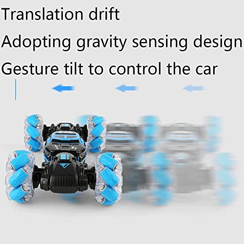 2.4GHz Remote Control Car 4WD RC Stunt Car Deformable All-Terrain Off Road Car, 360 Degree Flips Double Sided Rotating Race Car with Gesture Sensor Watch Lights Music for Kids (Red) M79