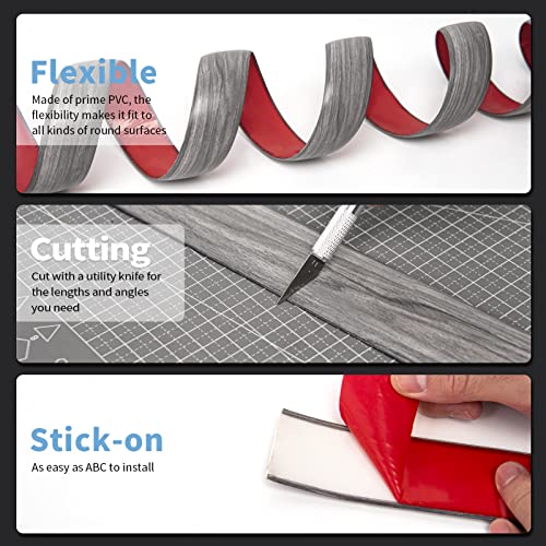 Art3d Self Adhesive Vinyl Floor Transition Strip, Laminate Floor Strip Floor Flat Divider Strip for Joining Floor Gaps,Carpet Threshold Transition,Floor Tiles(4 FT, 1.57in, Gray)