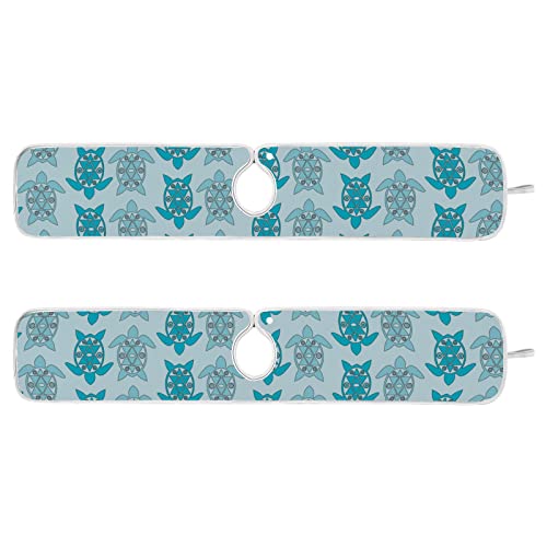 2 Pack Faucet Splash Guard for Sink,Sea Turtle Teal Seamless Washable Kitchen Faucet Absorbent Mat for Sink , Sink Mats and Protectors for Kitchen, Faucet Splash Catcher for Bar