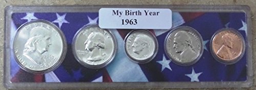 1963-5 Coin Birth Year Set in American Flag Holder Uncirculated