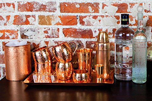 Alchemade 100% Pure Copper Tray with Raised Edges - 17" x 8.5" Rectangular Metal Serving Tray Platter for Parties, Events and Everyday Use in The Kitchen Or Home Decor