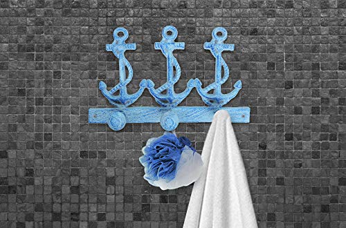 Basic Fundamentals Cast Iron Nautical Anchors Wall Rack with 3 Hooks