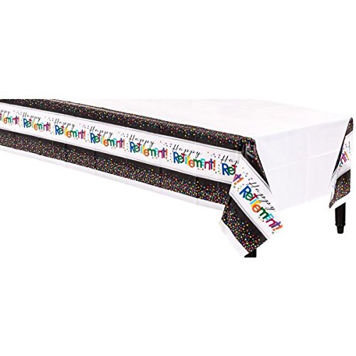 Amscan 'Happy Retirement' Rectangulat Plastic Table Cover, 1 Piece, Made from Plastic, Retirement, 54' x 102' by Amscan