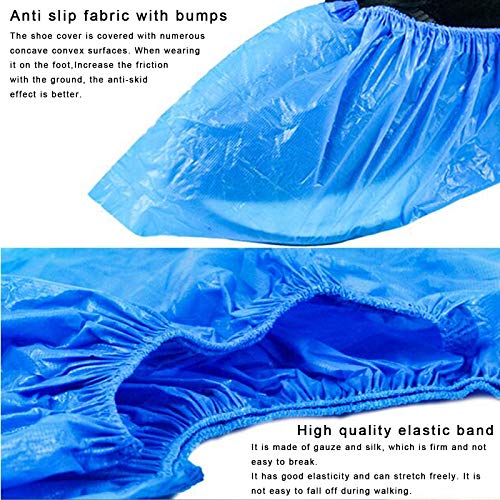 Hygienic Boot & Shoe Covers -100 Pack(50 Pairs) Extra Thick Disposable Shoe & Boot Covers Durable & Water Resistant- Anti- Slip,One Size Fits Most,Blue