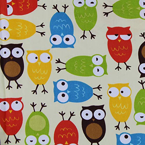 aufodara Fabric Cotton Colths Fabric Stylish Pattern Sewing Craft Home Decor, 1.09 x 1.64 Yd Pure Cotton Precut Textile Tissue for Quilting DIY Pillows Bags Handwork (Colorful - Owl)