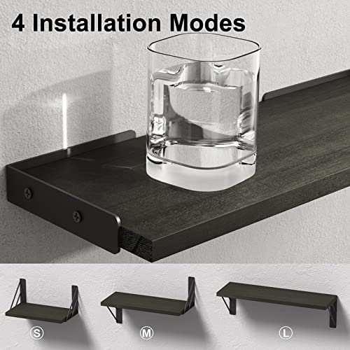 BAYKA Wall Shelves for Bedroom Decor, Floating Wall Shelves for Living Room Kitchen Storage, Wall Mounted Rustic Wood Floating Shelves for Kids Books, Small Shelf for Bathroom(Weathered Grey,Set of 3)BAYKA Wall Shelves for Bedroom Decor, Floating Wall Sh
