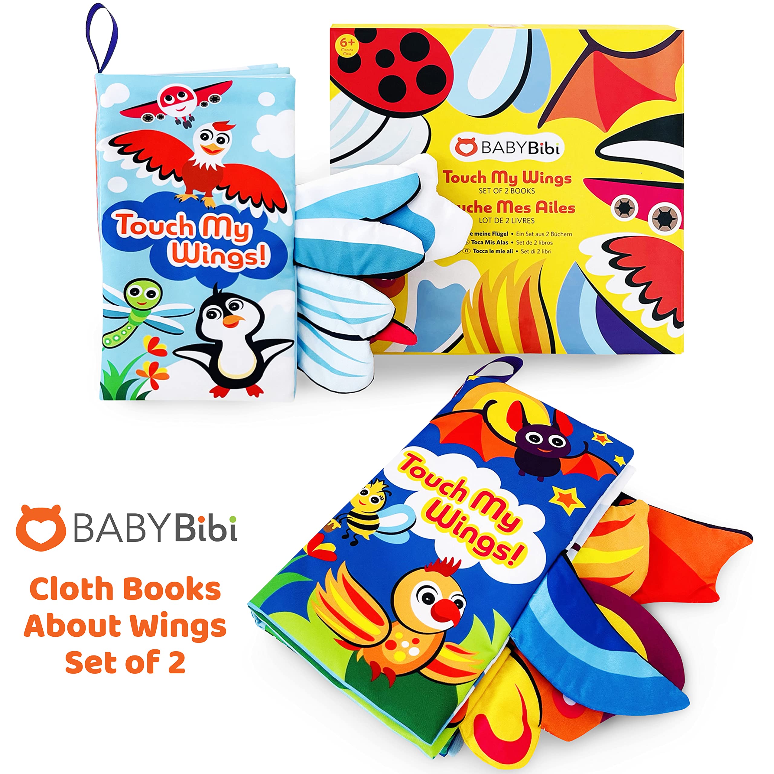 BabyBibi Touch My Wings Soft Crinkle Books for Babies - Touch and Feel Sensory Baby Sensory Toys to Help Early Development & Motor Skills - for Ages 0 Months+