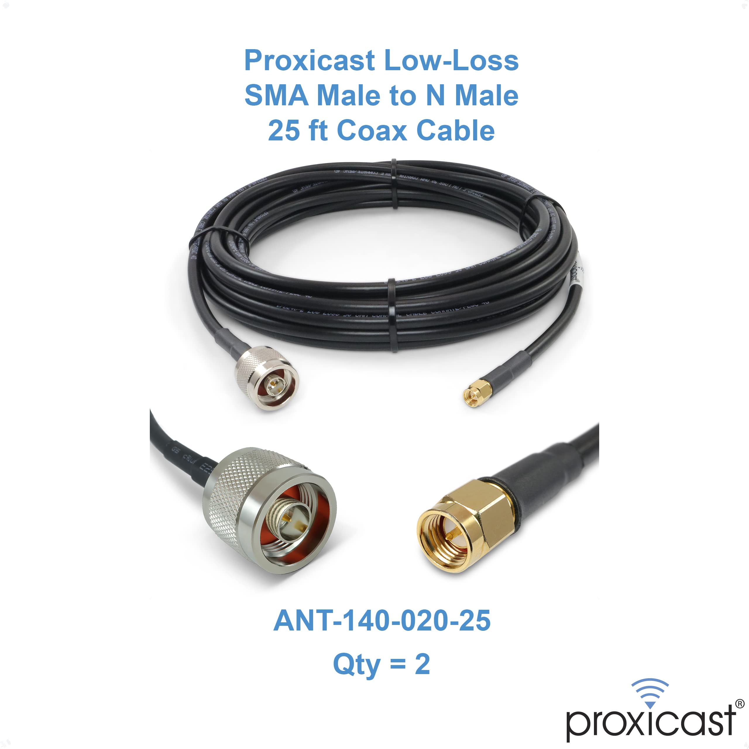 Cross-Polarized Antenna + 2X 25 ft SMA/N Cables + Free Silicone Tape (ANT-129-001-BDL-25)