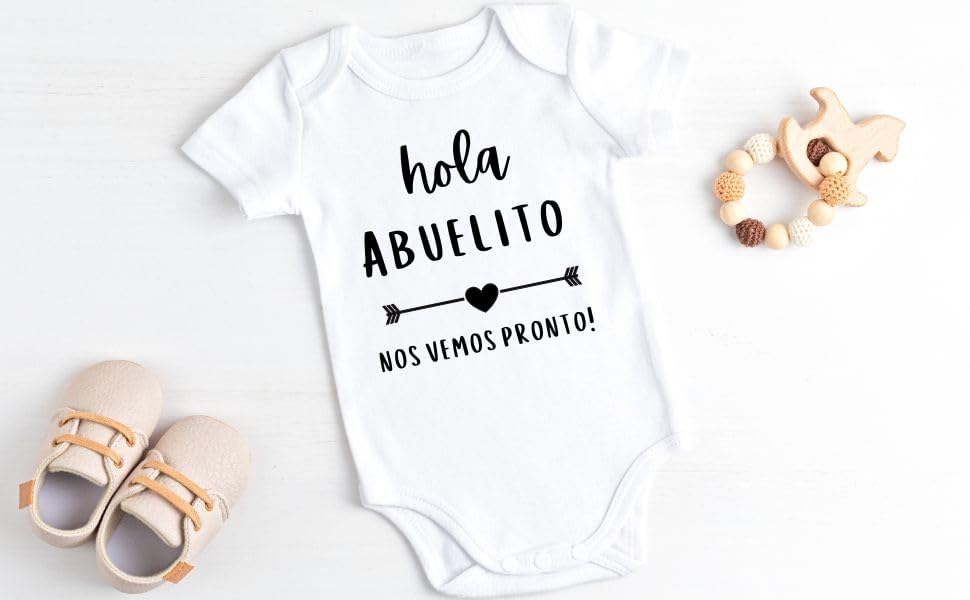 Hola Abuelito Baby Pregnancy Announcement White 0-3 Months