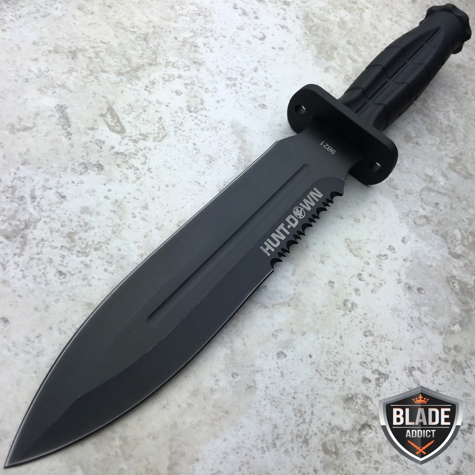 12" Tactical Bowie Survival Hunting Knife Military Dagger Fixed Blade w/ Sneath