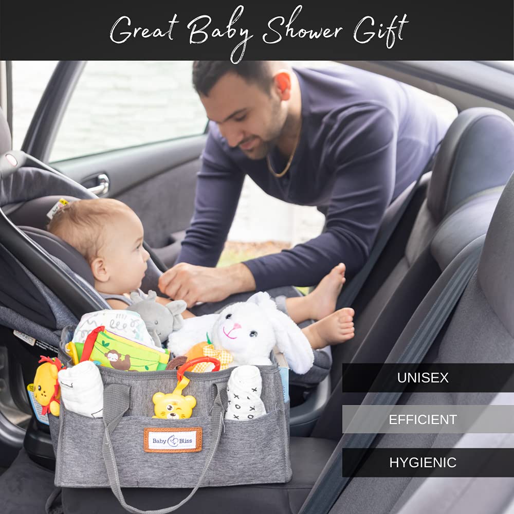 BabyBliss Diaper Caddy - Storage Bin for Nursery - Car Organizer for Diapers and Baby Essentials - Waterproof Storage Basket for Changing Table