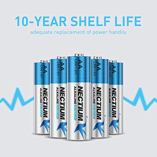 NECTIUM Superior Performance AA Alkaline Pure-Gold-Bottom IoT Batteries (48 Count), Ultra Power, Long Lasting for IoT Devices and Smart Lock