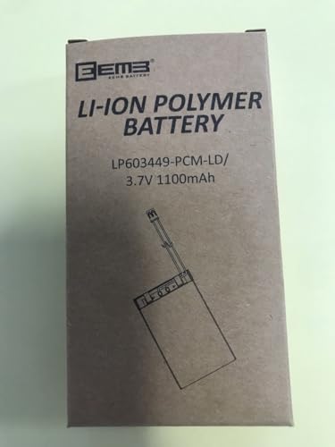 EEMB Lithium Polymer Battery 3.7V 1100mAh 603449 Lipo Rechargeable Battery with Wire JST 2.0mm Connector for Speaker and Wireless Device- Confirm Device & Connector Polarity Before Purchase
