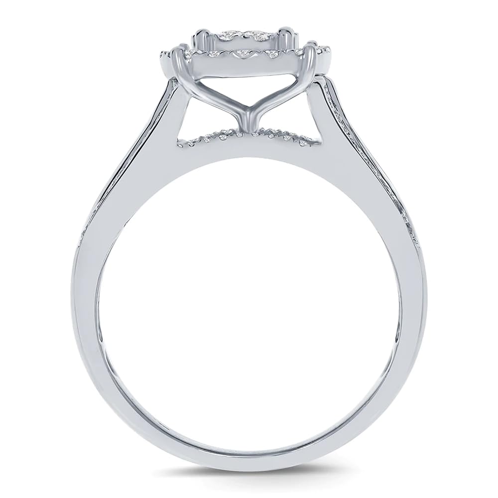 10K White Gold 1 Carat Real Diamond Engagement Ring Wedding Bridal Ring Fine Diamond Jewelry (1 Ct, H-I Color, I1-SI2 Clarity), Size 7