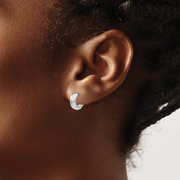 14K White Gold Hinged Round Hoop Earrings