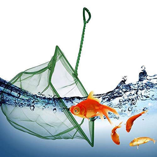 Laojbaba Aquarium Fishing Net Fish Tank Net Green Fine Mesh Net with Plastic Handle 6 Inch