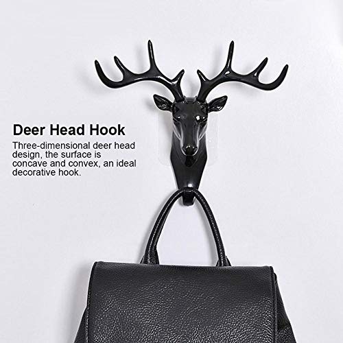 Hanger Rack Deer Hook, Deer Hook Holder, Wall Mount Plastic Antler Hook for Living Room Wall Decoration Home Room Decor Bathroom(Black)