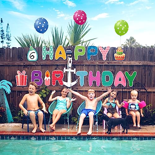 16Pcs Happy Birthday Yard Sign with Stakes, 15" Large Birthday Yard Signs Outdoor Lawn Decorations, A Writable Whiteboard & 3 Real Balloons, Weatherproof Corrugated Board