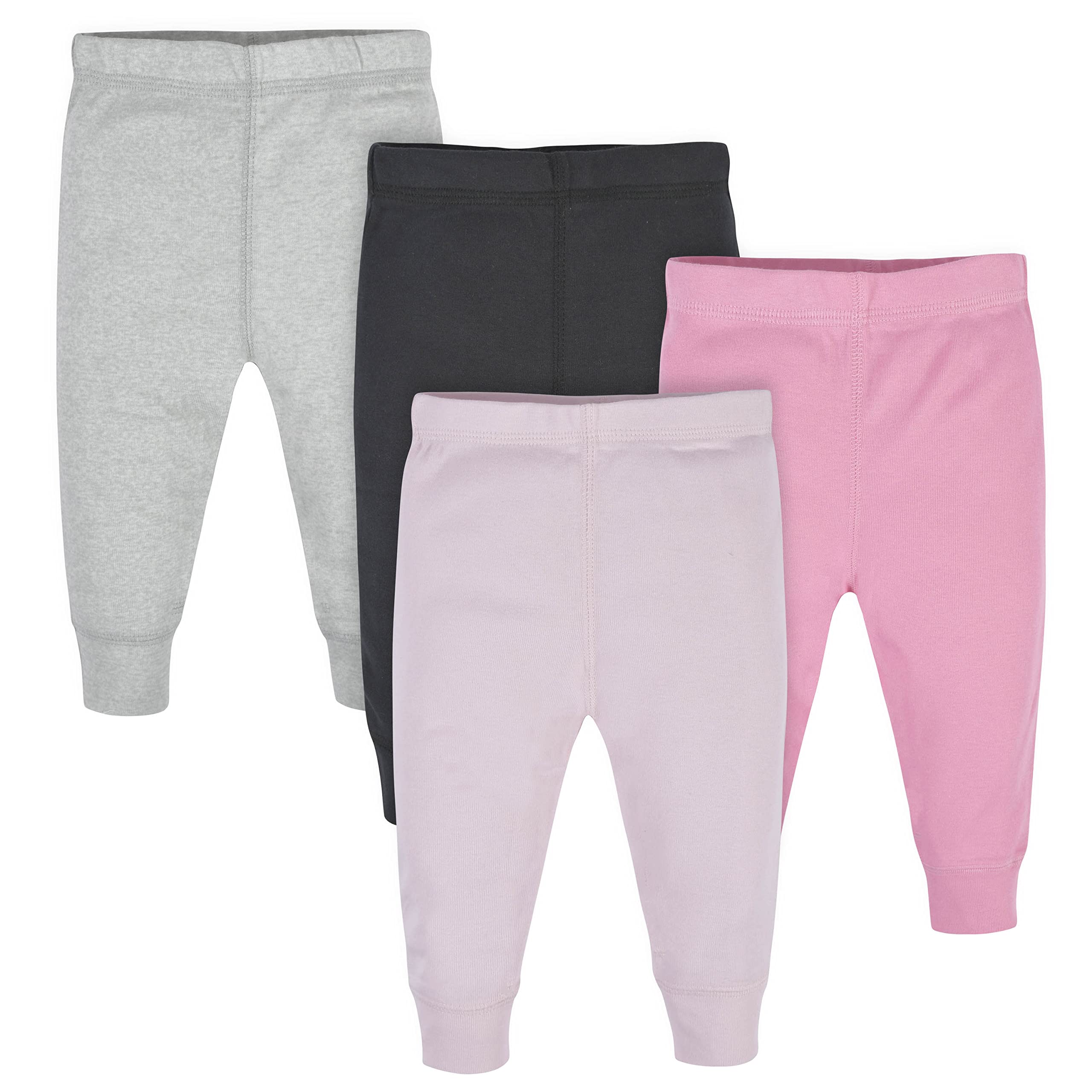 Gerber Baby Girls Multi-Pack Active Pants Set, pink/black/gray, 18 Months