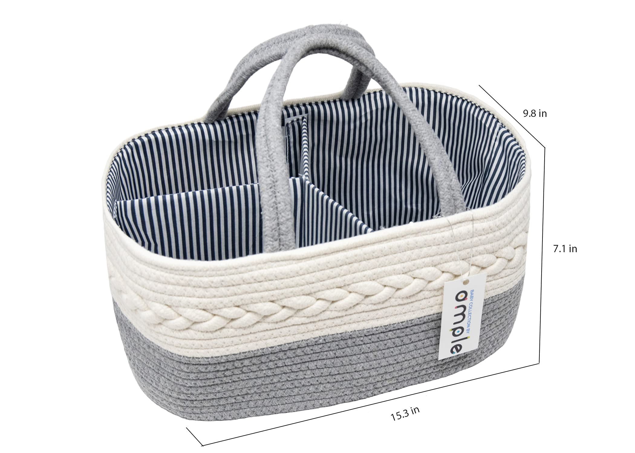 AMP Baby Diaper Caddy Organizer - Changing Table Diaper Organizer - Portable Rope Nursery Storage Bin for Boys and Girls - Diaper Storage Basket for Changing Table & Car Basket