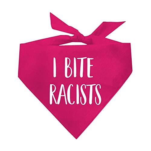I Bite Racists Dog Bandana (259 Hot Pink, One Size)